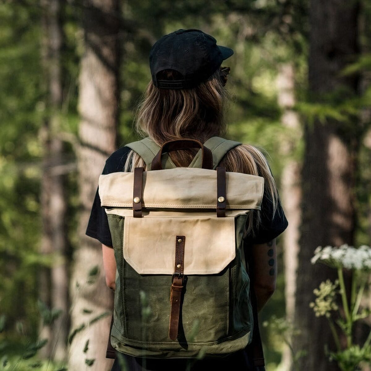 Canvas Laptop Backpack with Notebook Sleeve - Waterproof