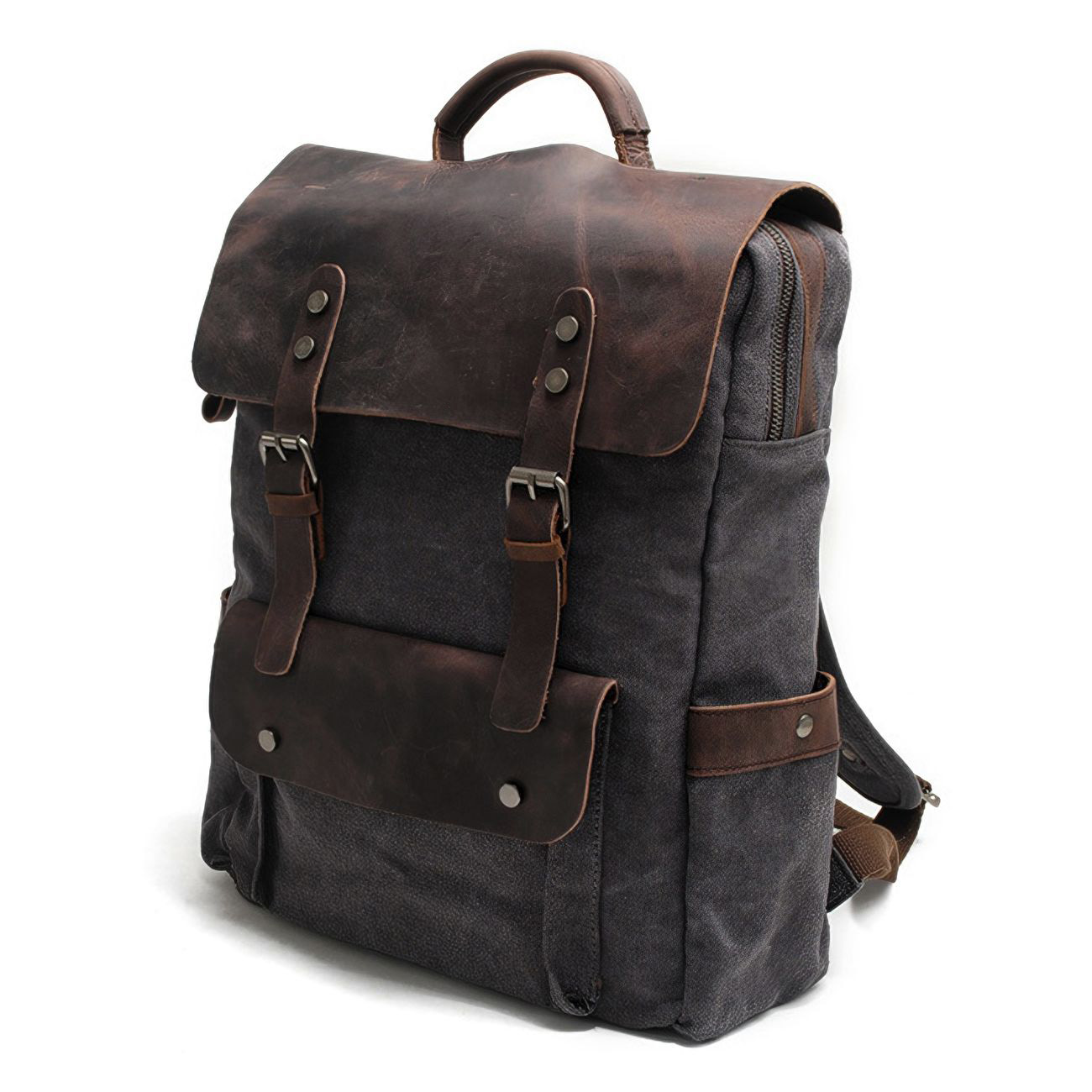 Vintage Canvas Leather Backpack - Handcrafted & Sustainable