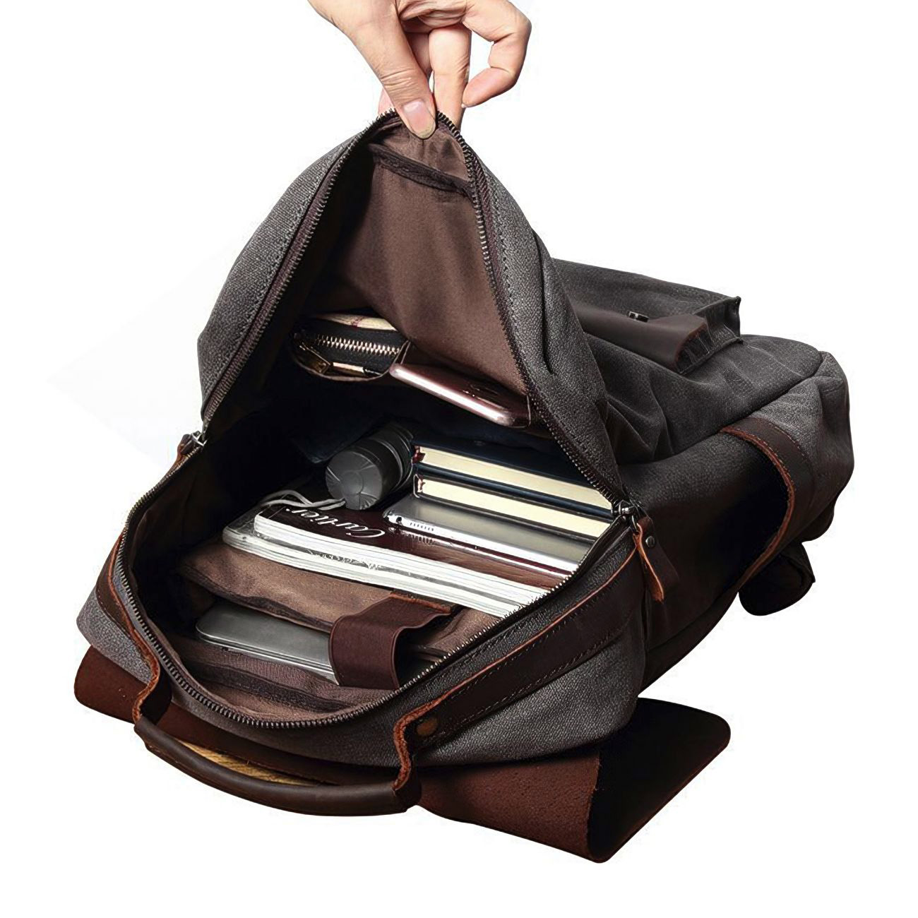 Vintage Canvas Leather Backpack - Handcrafted & Sustainable